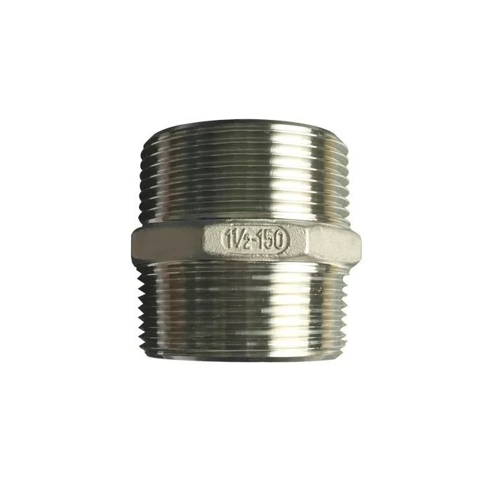 1-1/2" NPT 304 Stainless Steel Hex Nipple 150# Pipe Fitting | Coyote Gear