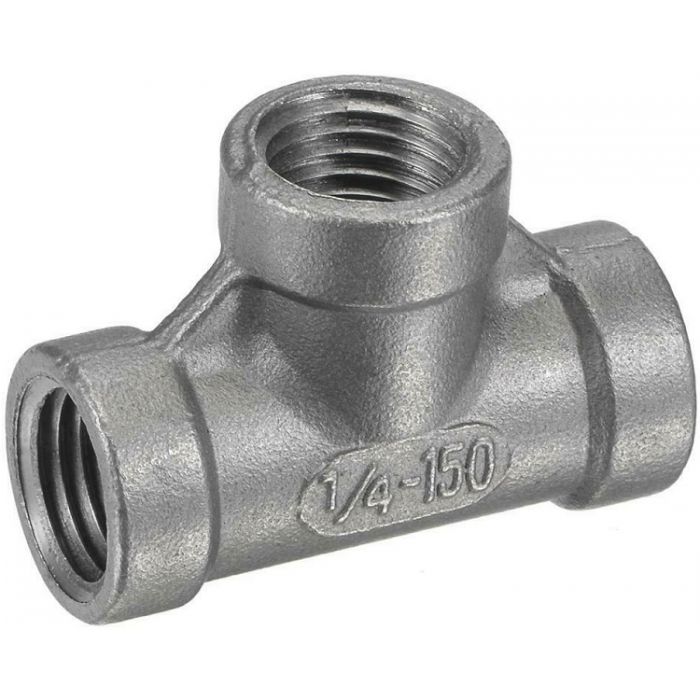 1/4" NPT Female 304 Stainless Steel Tee 150# Fitting | Coyote Gear