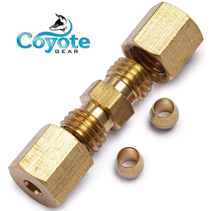 1/8" Tube Brass Compression Union Fitting | Coyote Gear
