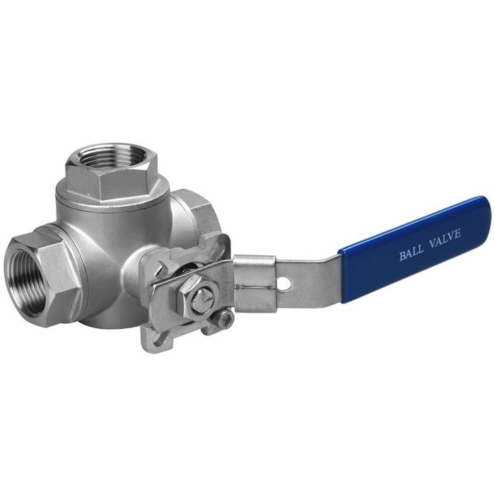 2" FNPT 3-Way L-Port 316 Stainless Steel Ball Valve | Coyote Gear