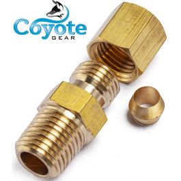 1/8" Compression Tube x 1/8 NPT Male Thread Brass Fitting | Coyote Gear