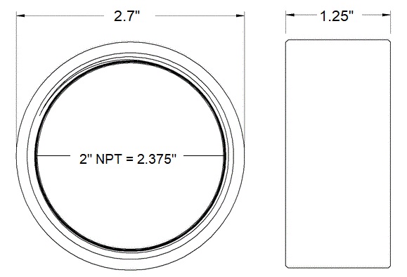 2" NPT Pipe Thread Aluminum Half Coupling Weld Bung | Coyote Gear