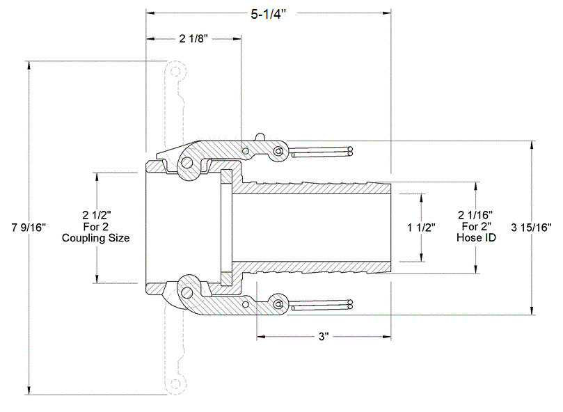 2" (Type C) Aluminum Camlock Hose Shank Coupler Fitting | Coyote Gear