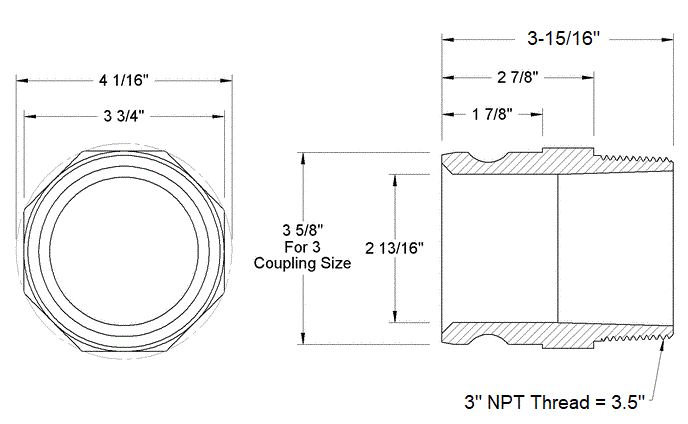 3" (Type F) Aluminum Camlock Plug Adapter Fitting