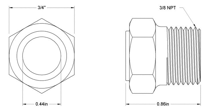 3/8" NPT Brass Reflector Sight Glass Plug | Coyote Gear