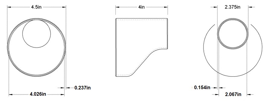 (Schedule 40) 4" x 2" Pipe Eccentric Offset Reducer 316 Stainless Steel ...