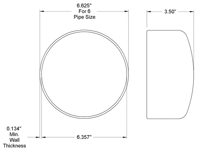 (Schedule 10) 6" Pipe 304 Stainless Steel Butt Weld Cap Fitting ...